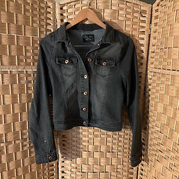 Love Tree | Jackets & Coats | Lovetree Black Denim Cropped Jacket ...